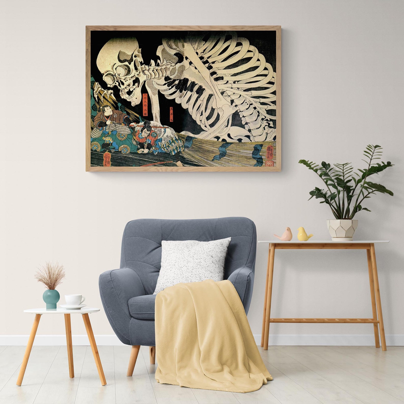 Mitsukuni Defying the Skeleton Ghost | Kuniyoshi Vintage Yokai ...