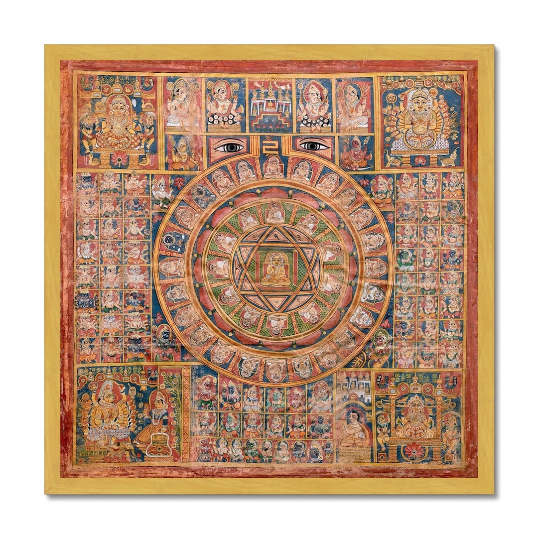 Framed Jain Tantric Diagram | Indian Mandala, Yantra | Sacred Geometry ...