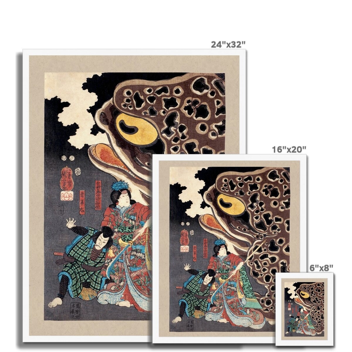 Utagawa Kuniyoshi: Jiraya Fighting Orochimaru Japanese Ukiyo-e Samurai ...