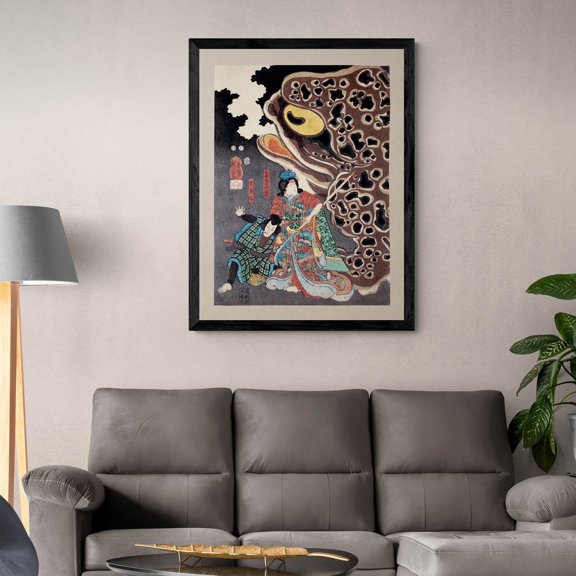 Utagawa Kuniyoshi: Jiraya Fighting Orochimaru Japanese Ukiyo-e Samurai ...