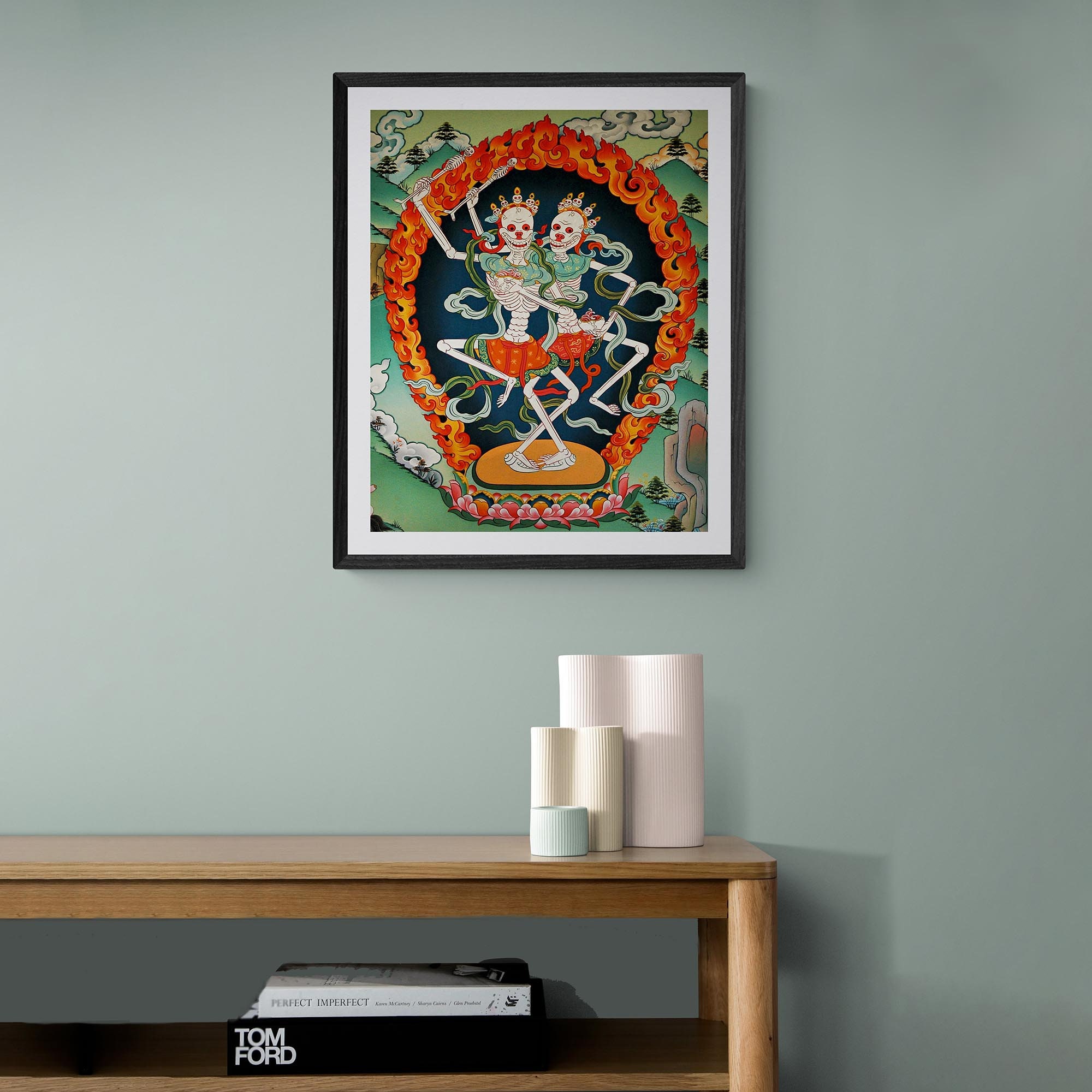 Citipati, Tibetan Skeleton | Tantric Protector Vajrayana Thangka | Lord ...