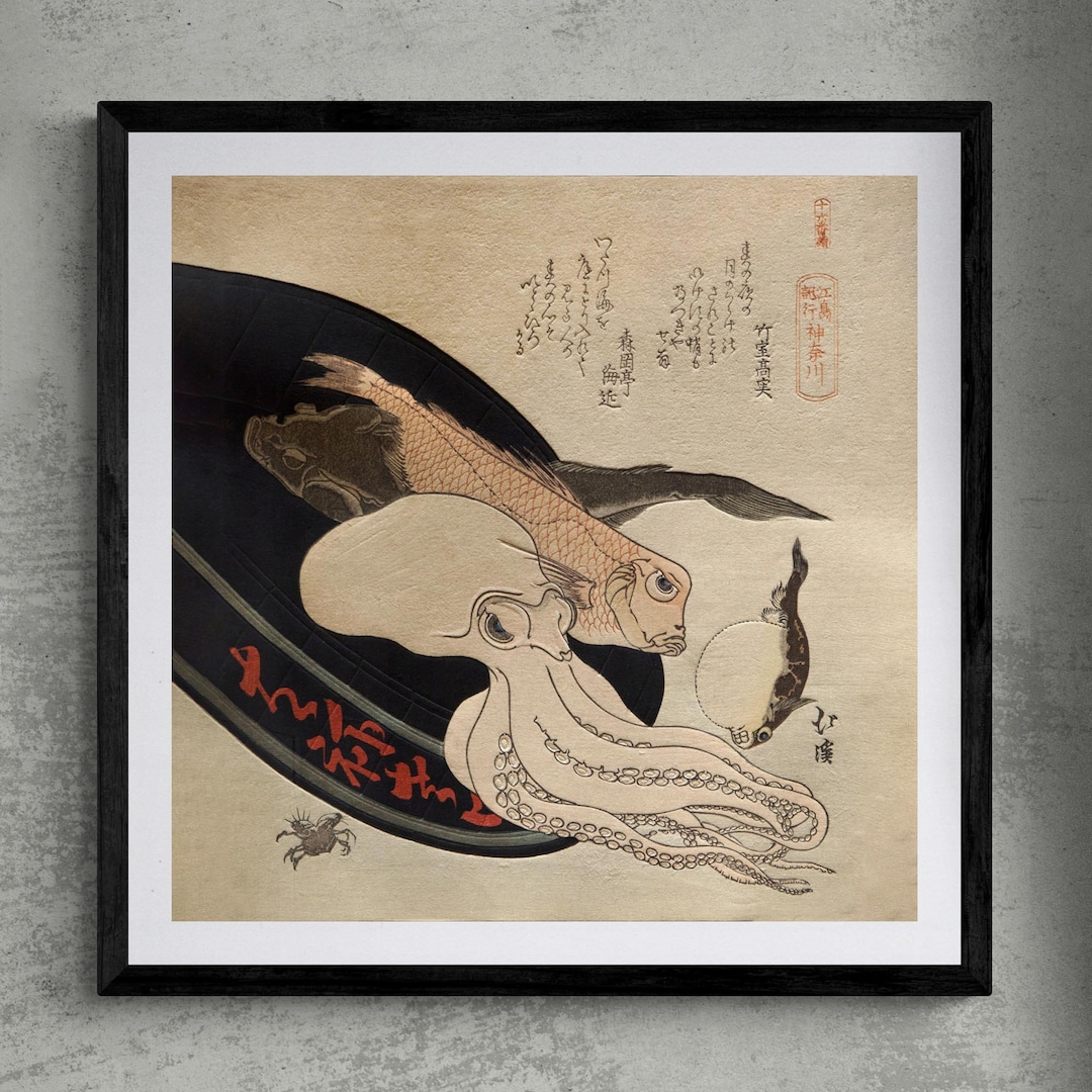 Totoya Hokkei: Cuttlefish | Marine Life Octopus | Hokusai Japanese Edo ...