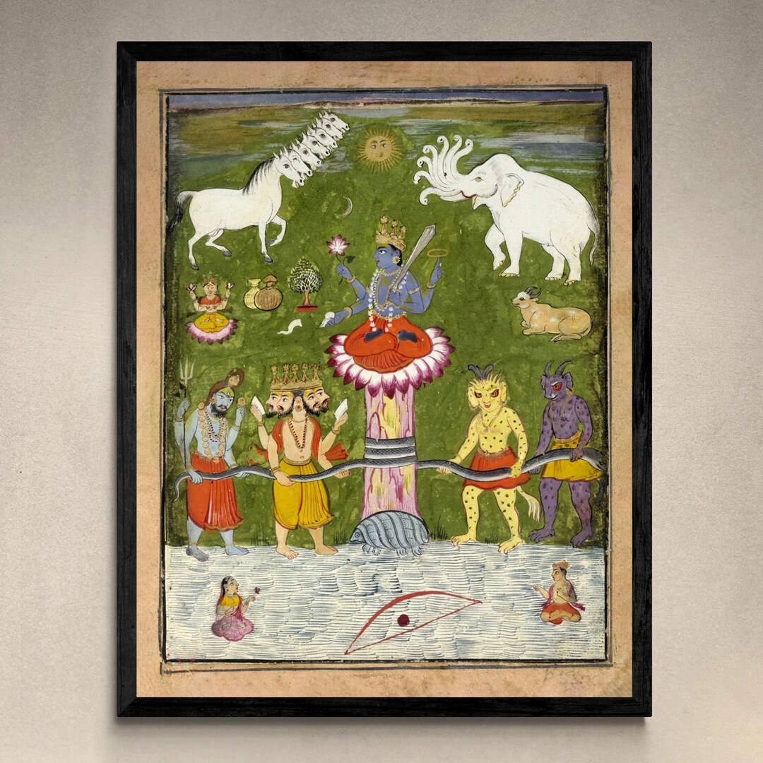 Vishnu Tortoise Avatar Churning the Ocean of Immortality Gods & Demons ...