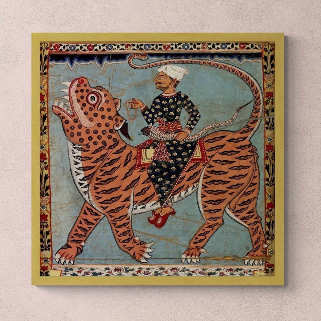 Pir Gazi and His Tiger Antique Gold and Silver, Indian Art, Islamic Art ...