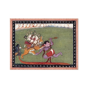 Goddess Durga Defeats Demon Mahishasura | Vintage Hindu Mythology, Yoga ...