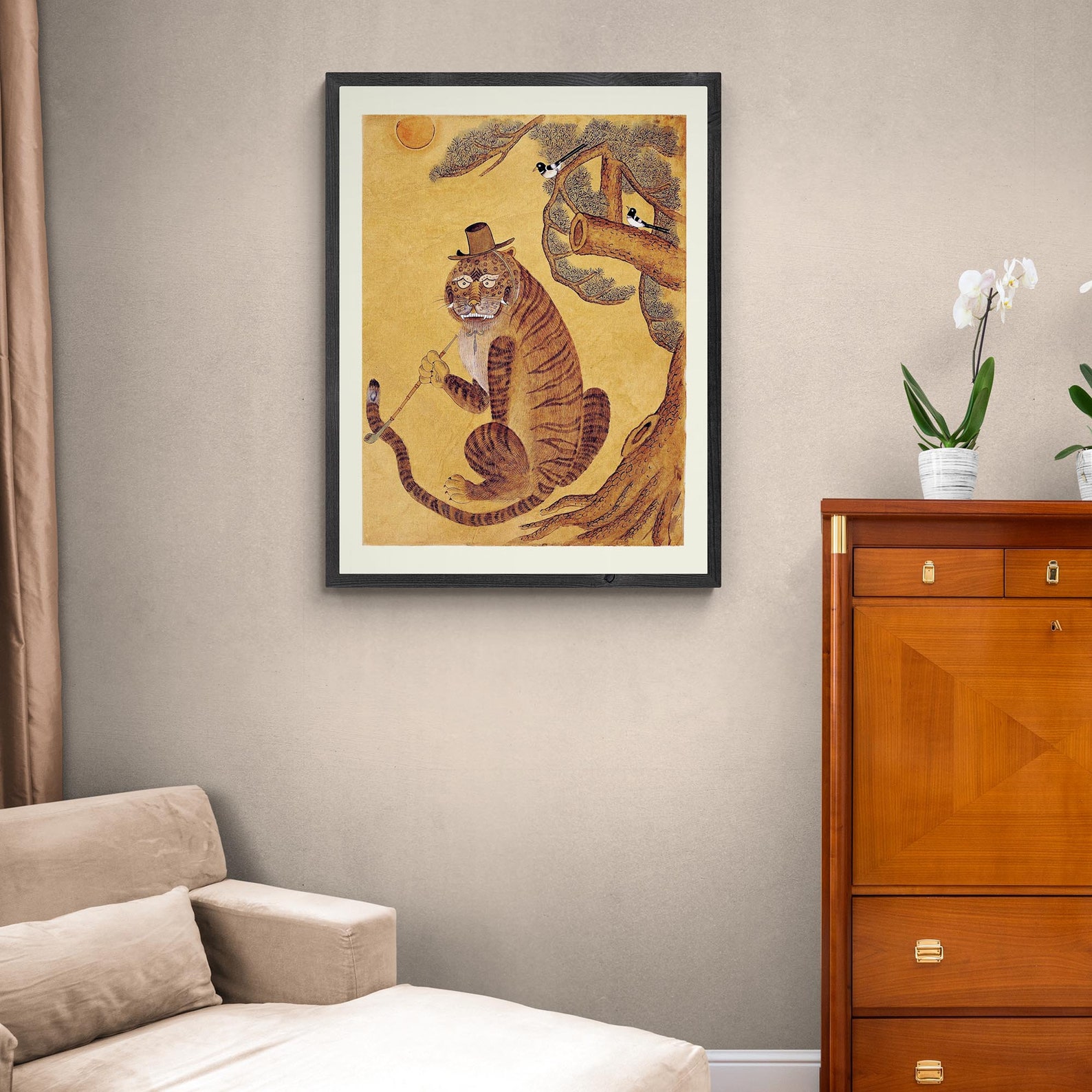 Minhwa Tiger Smoking a Pipe With Magpies Korean Folk Art - Etsy