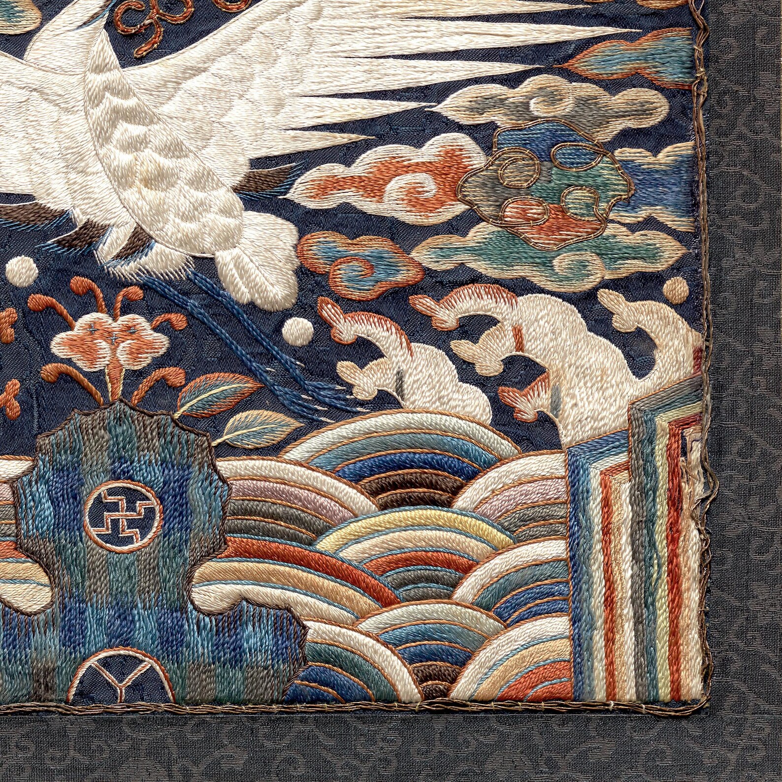 White Crane Qing Dynasty Imperial Rank Badge | Silk Embroidery Chinese ...