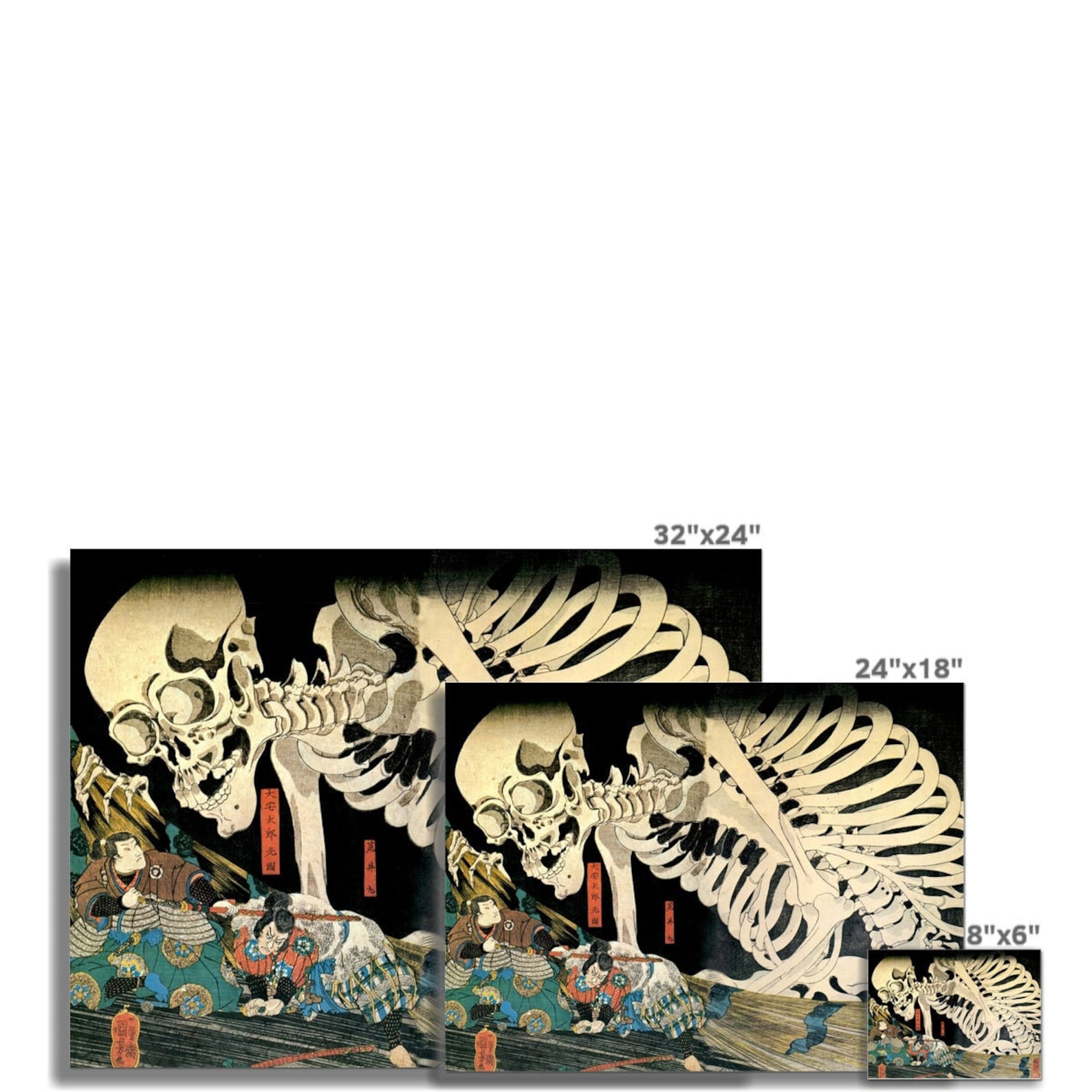 Mitsukuni Defying the Skeleton Ghost | Kuniyoshi Vintage Yokai ...