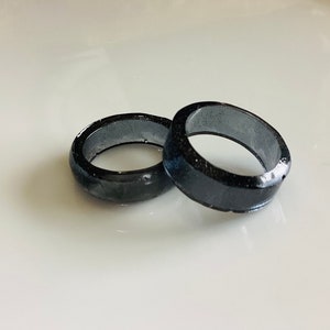 Black Ink Resin Rings, Coloured Resin, Gothic Rings, Stackable Rings ...
