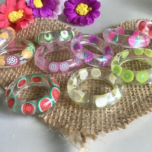 Chunky Fruit Rings, Resin Fruit Rings, Stackable Fruit Salad Rings, Fun ...