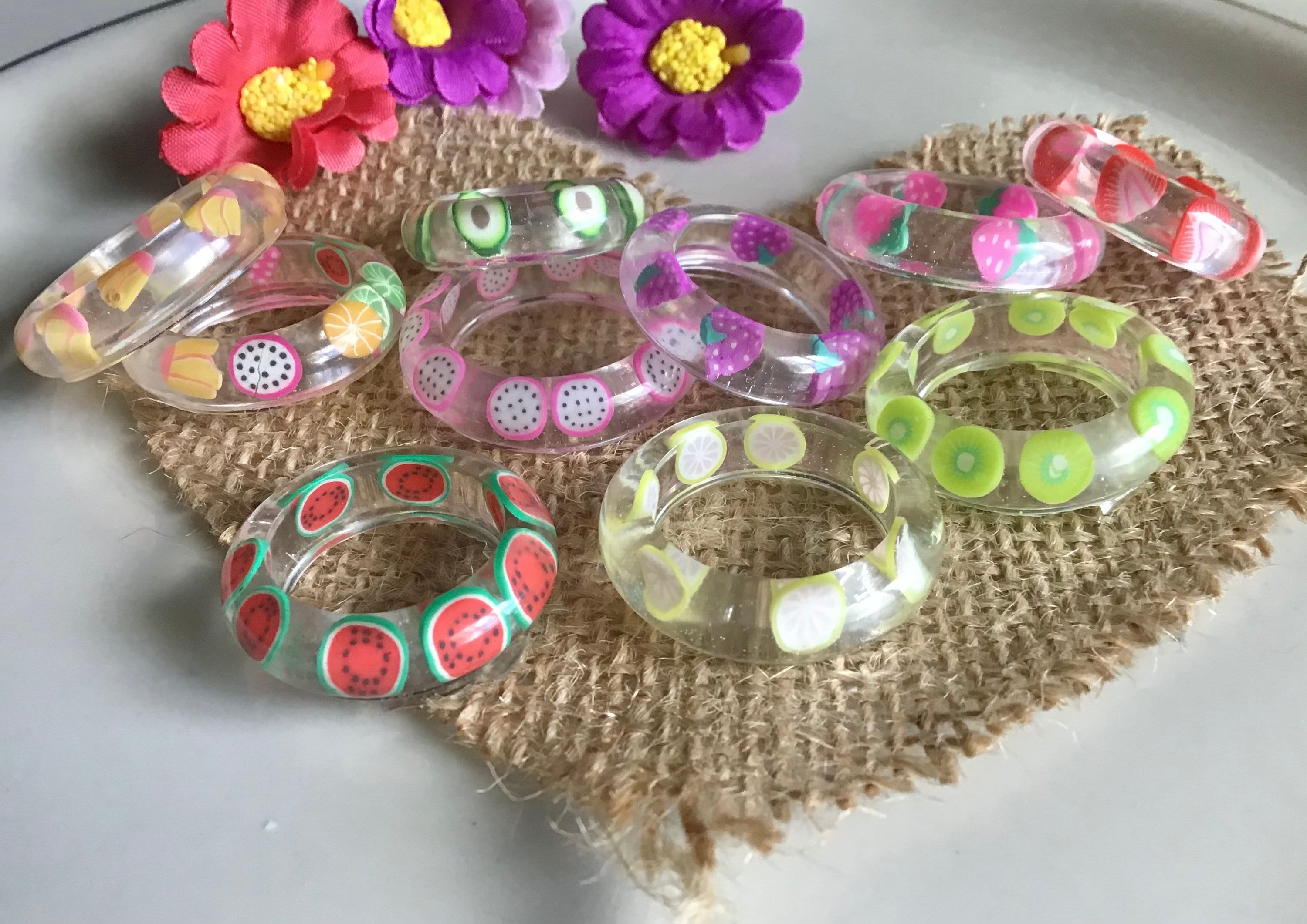 Chunky Fruit Rings, Resin Fruit Rings, Stackable Fruit Salad Rings, Fun ...