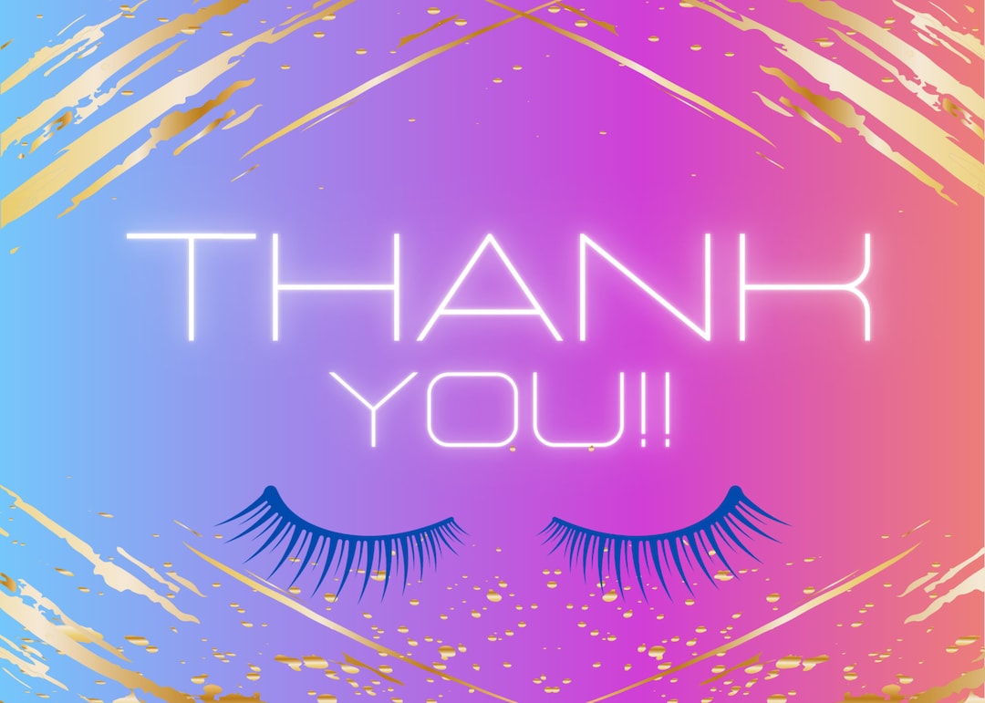 Glam Eyelash Thank You Card - Etsy