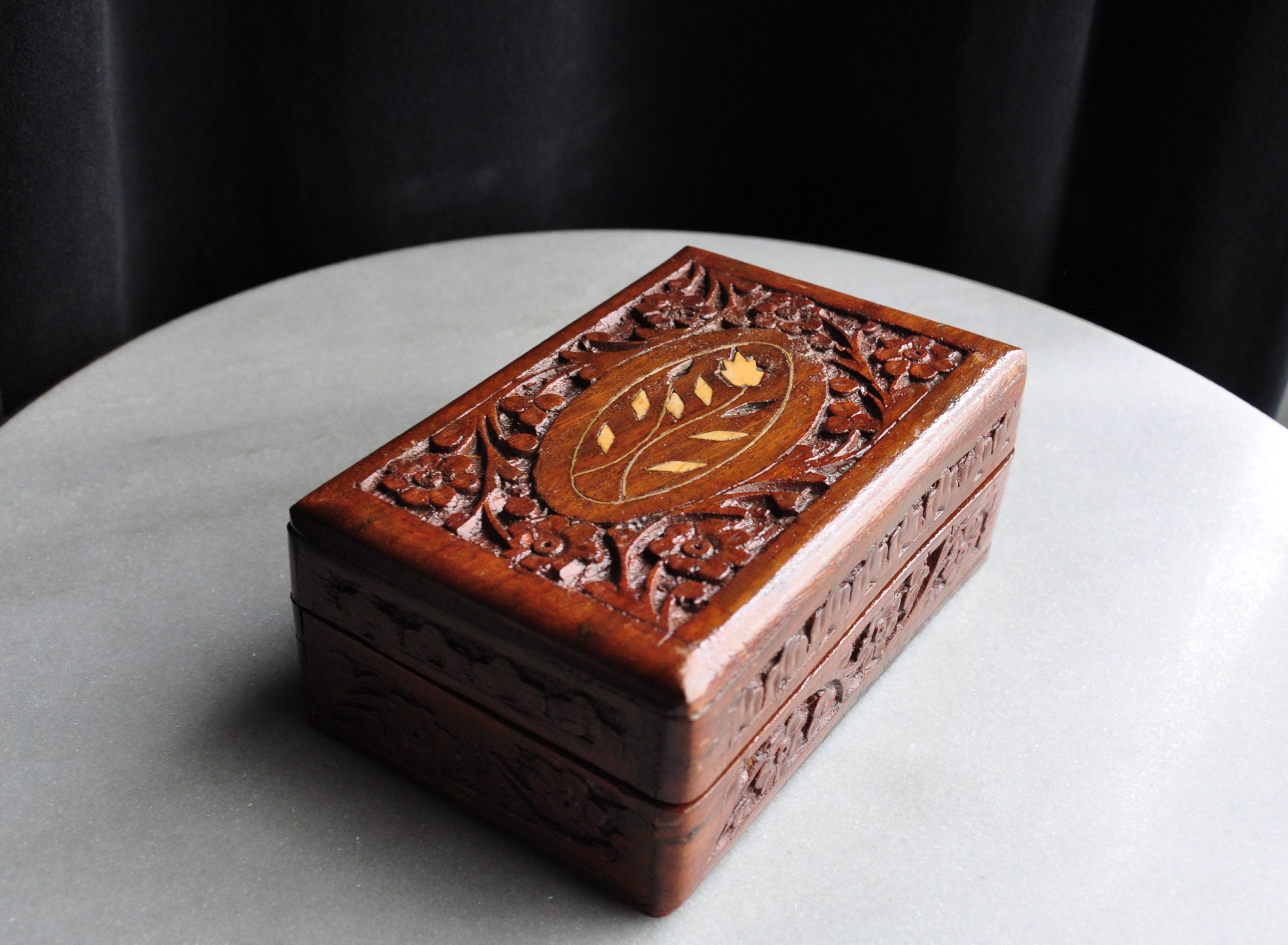 Carved Wood Box With Inlay - Etsy 日本