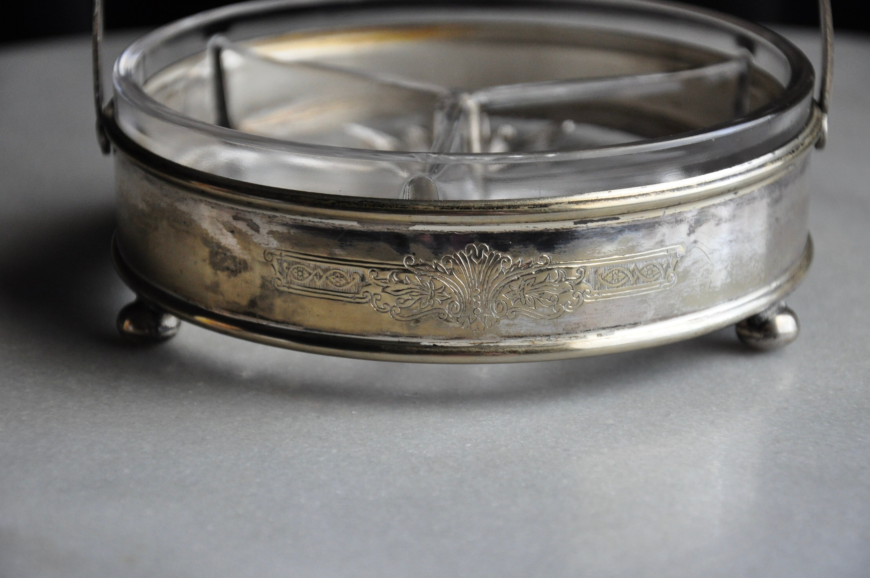 Antique Glass and Silver Plate Condiment Server - Etsy