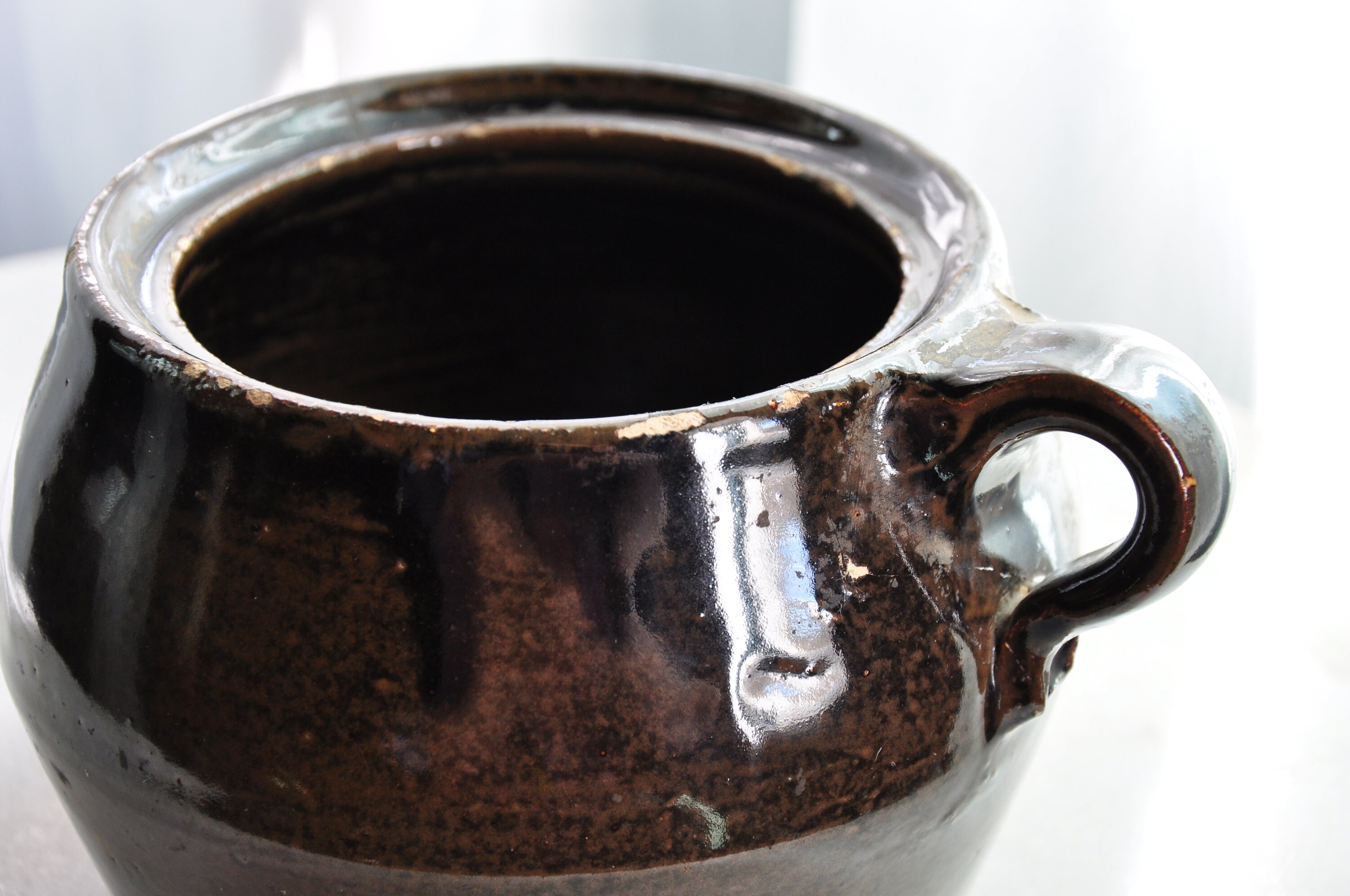 Vintage Steingut Topf mit Griff - Etsy.de
