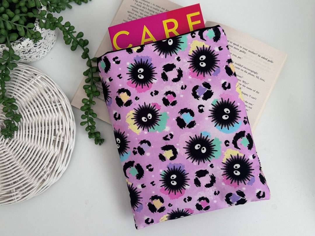 Pink Cute Anime Soot Book Sleeve Cover | Padded Protector | Bookish ...
