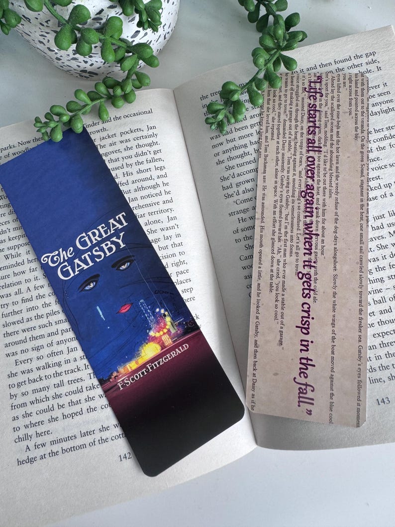 The Great Gatsby Bookmark | Horror Bookmark | Geeky Gift | Double-sided ...
