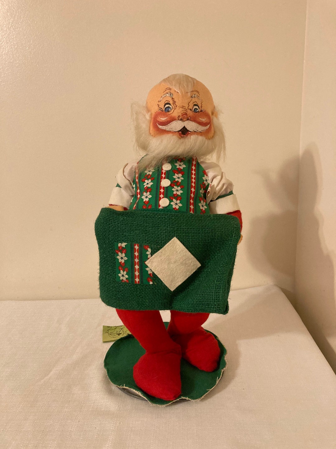 Vintage Annalee Santa Doll With Bag and Tag Meredith NH - Etsy