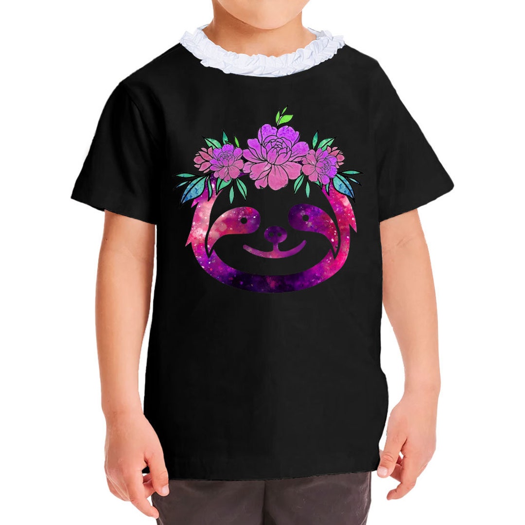 Adorable Sloth Girls' Ruffle Neck T-shirt Sloth and Llama Gift Ideas ...
