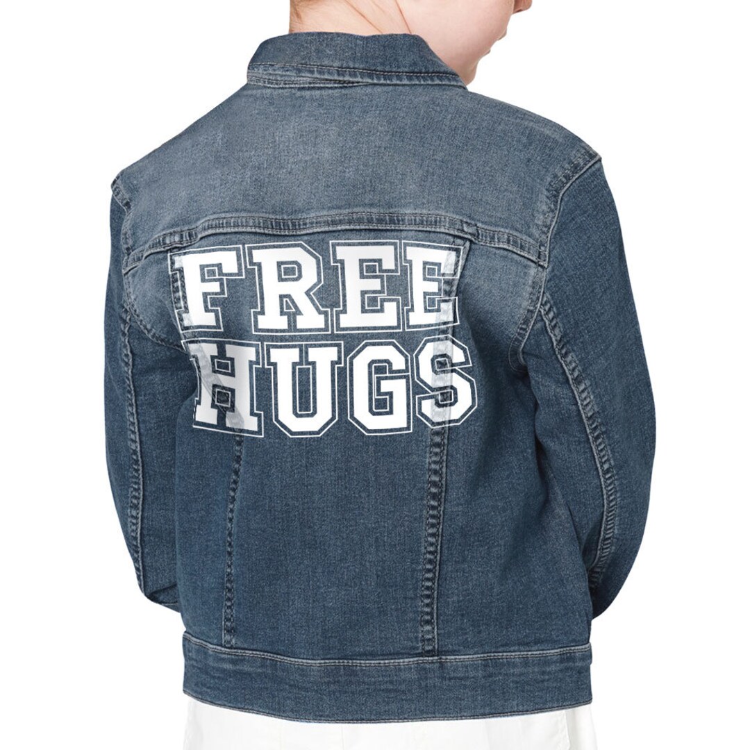 Free Hugs Kids' Denim Jacket Hug Dealer Gift Ideas Hugs Lover Clothing ...