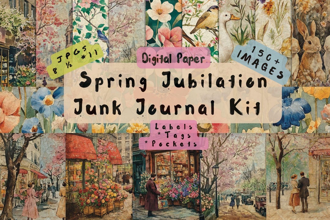 Spring Jubilation Junk Journal Kit – Vintage 1920s Watercolor Style ...