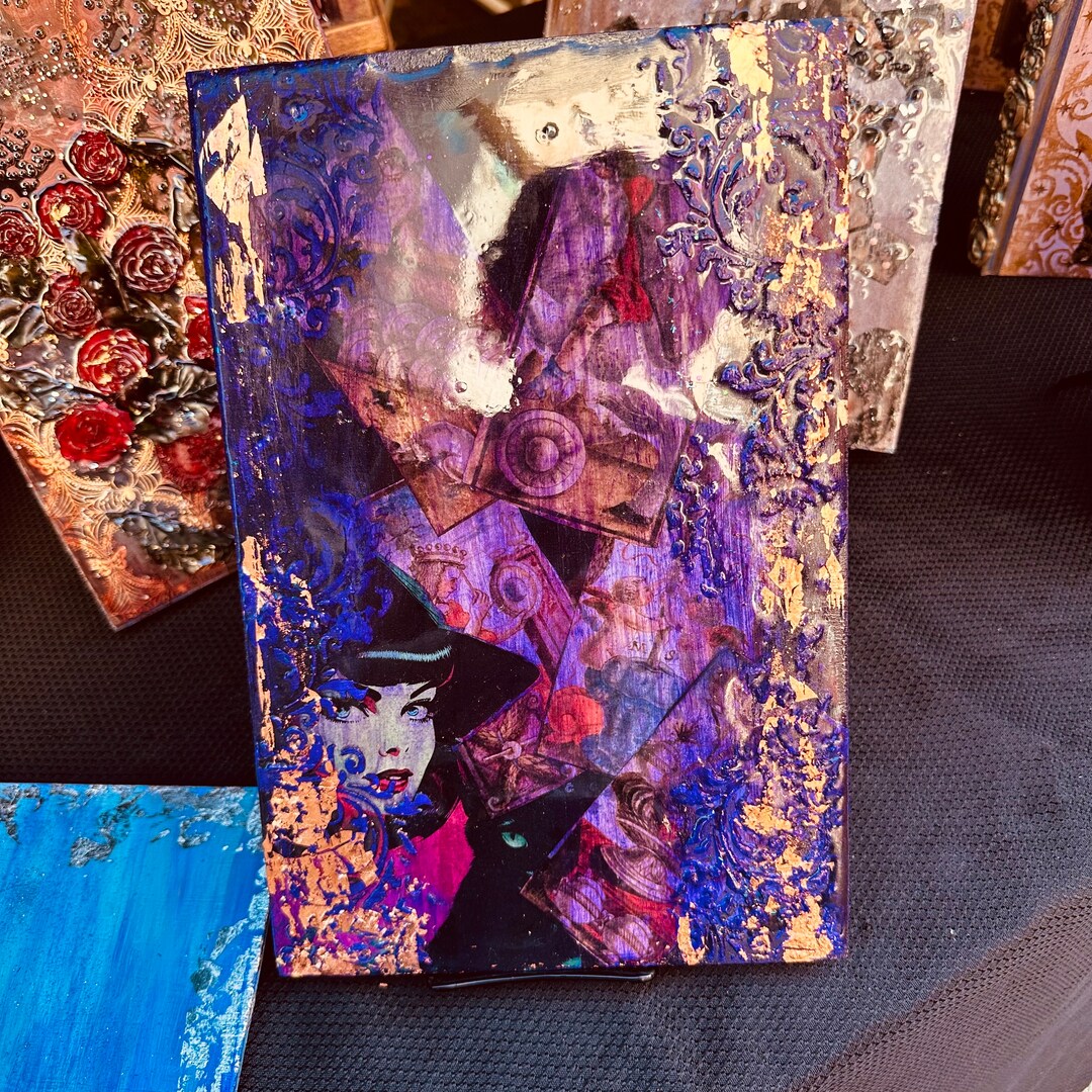 Witchy Wood Panel Collage: A Symphony of Texture and Magic - Etsy