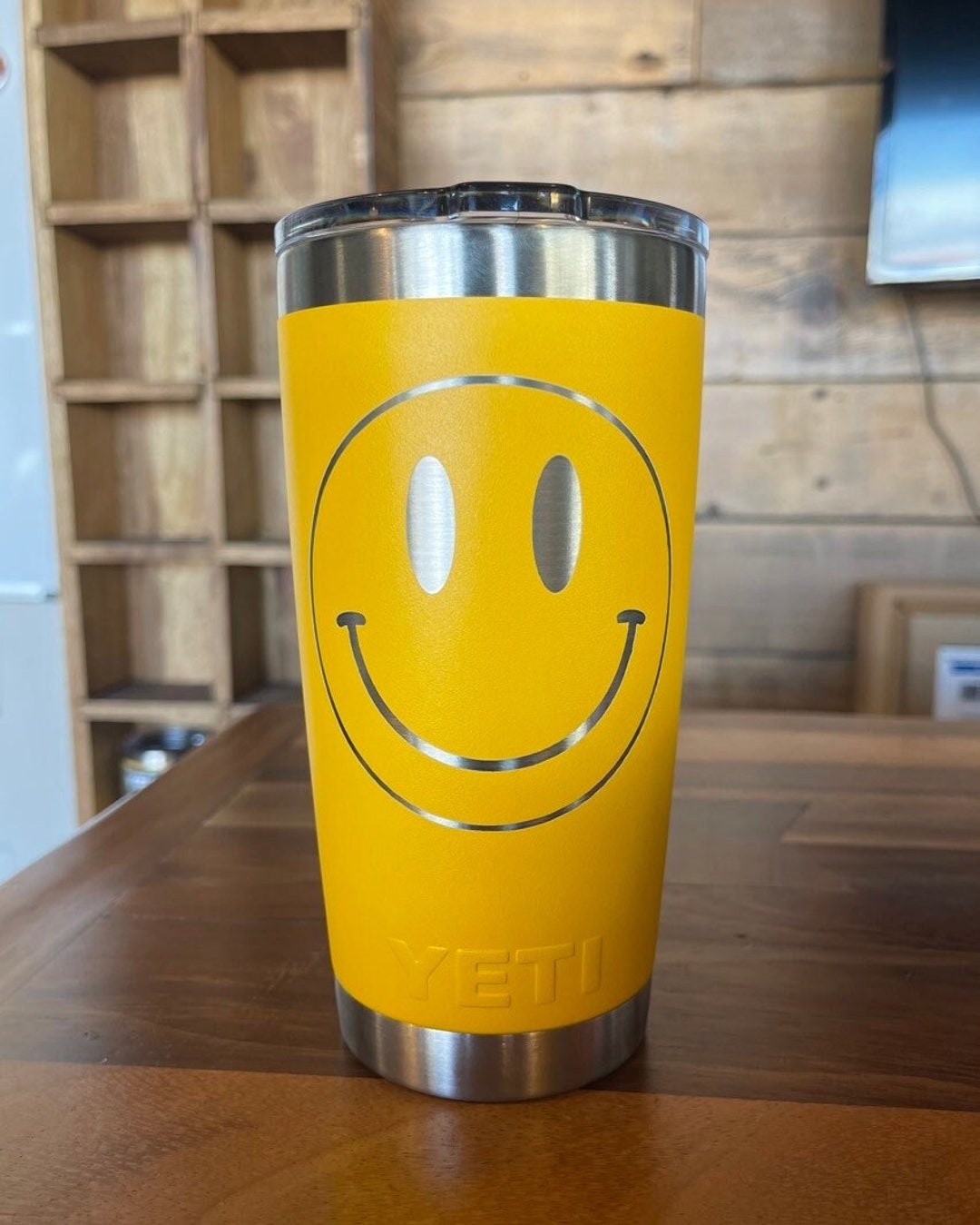 Yeti Laser Engraved Authentic Tumbler HAPPY FACE , Beach Tumbler , Yeti ...