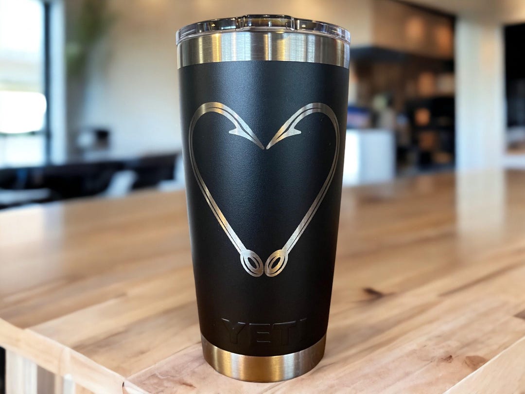 YETI Tumbler: Fisherman Heart Design - Durable, Insulated Cup ...