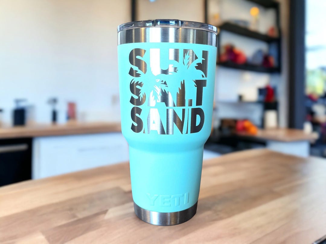 Laser Engraved YETI Beach Tumbler: Sun, Salt, Sand - Coastal Vacation ...