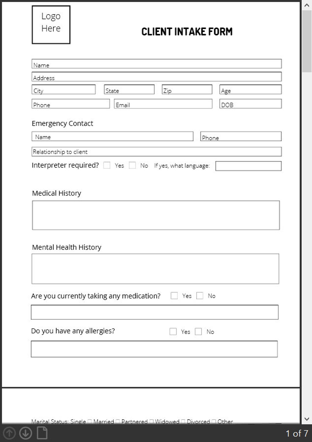2023 Counseling Intake Form Template, Intake Forms, Business Forms - Etsy