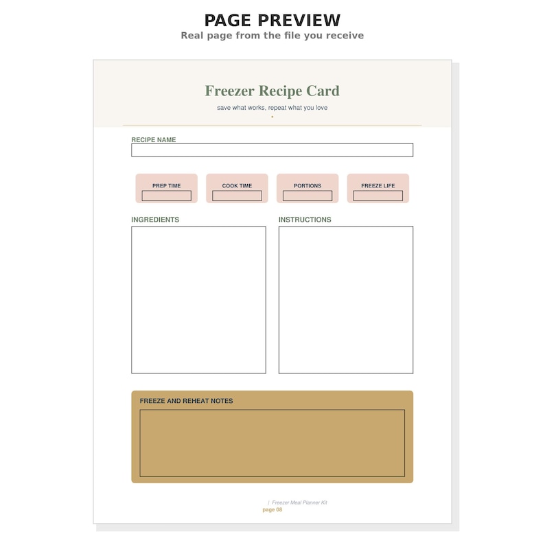 Freezer Meal Prep Planner Printable, Editable PDF, Batch Cook Planner ...