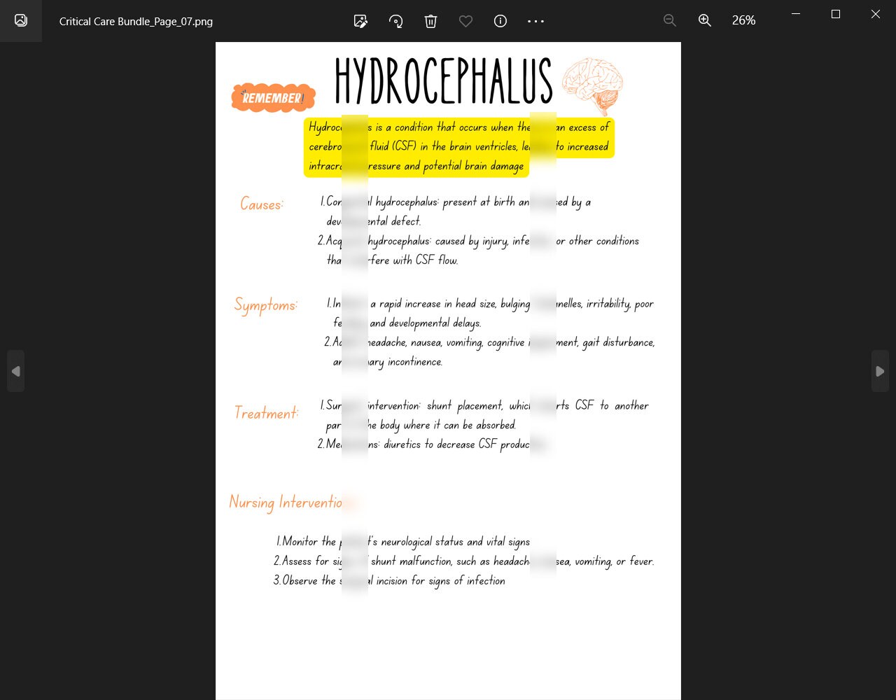 NCLEX - Hydrocephalus- Handwritten Study Sheet - What You Must Know for ...
