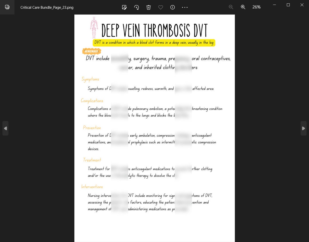 NCLEX Deep Vein Thrombosis DVT - Handwritten Study Sheet - What You ...