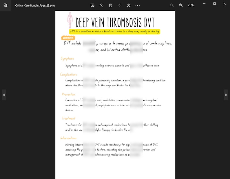 NCLEX Deep Vein Thrombosis DVT Study Sheet – Critical Care Nursing ...