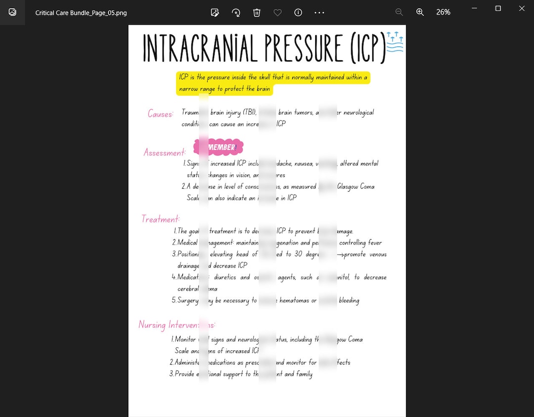 NCLEX - Intracranial Pressure - Handwritten Study Sheet - What You Must ...
