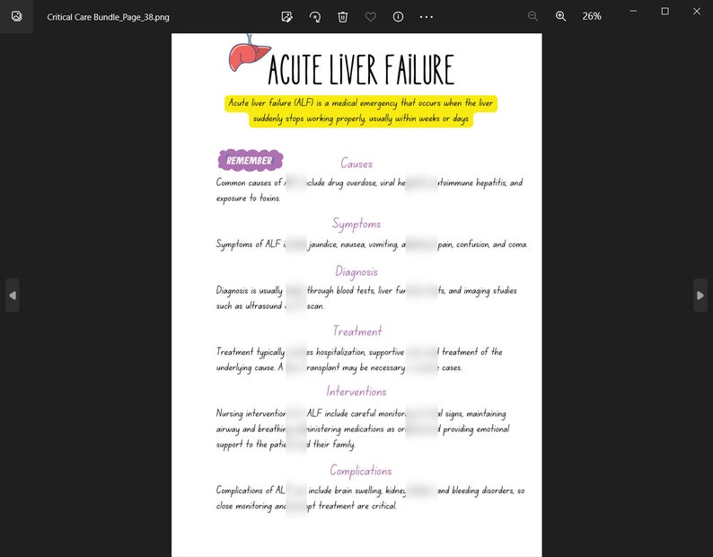 NCLEX Acute Liver Failure - Handwritten Study Sheet - What You Must ...