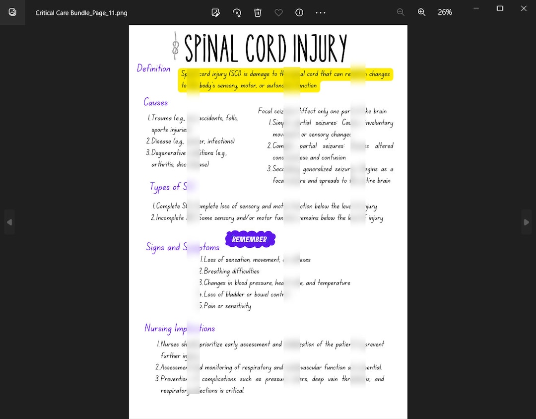 NCLEX - Spinal Cord Injury - Handwritten Study Sheet - What You Must ...