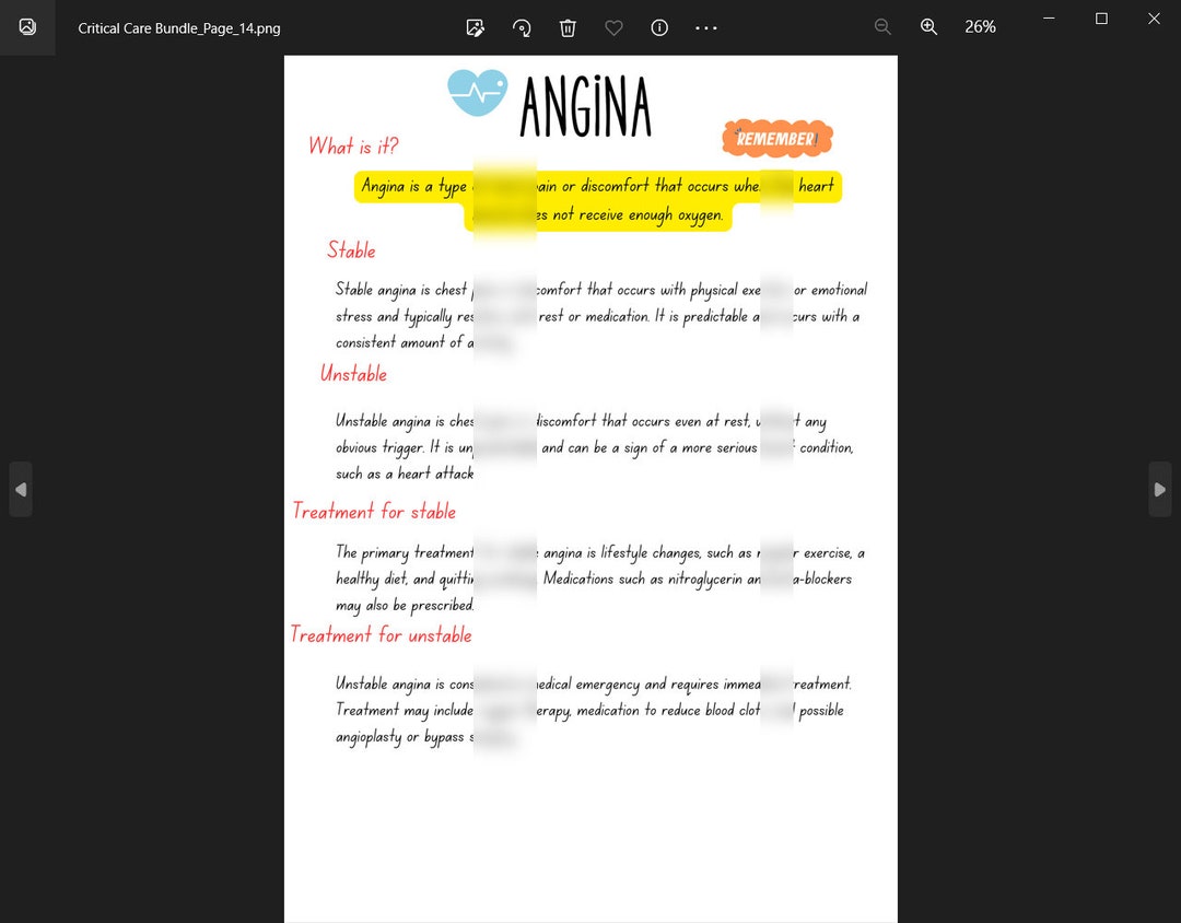 NCLEX Angina - Handwritten Study Sheet - What You Must Know for NCLEX ...