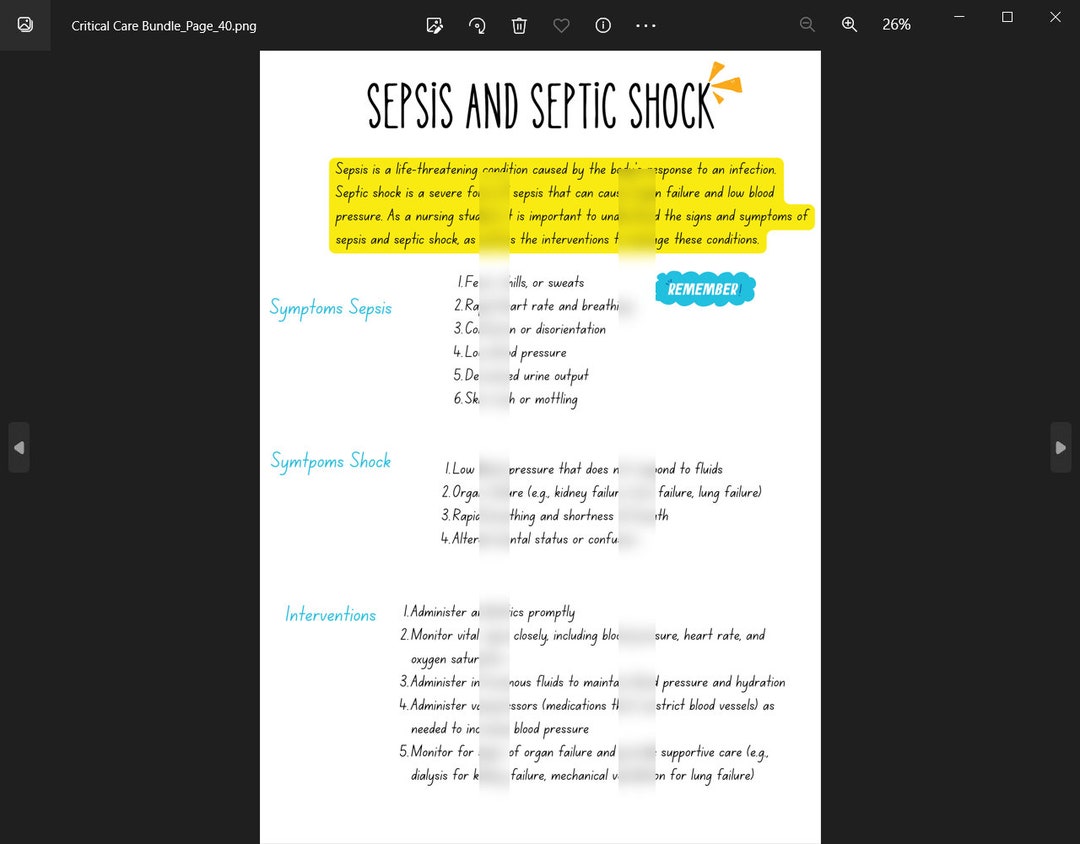 NCLEX Sepsis and Septic Shock - Handwritten Study Sheet - What You Must ...