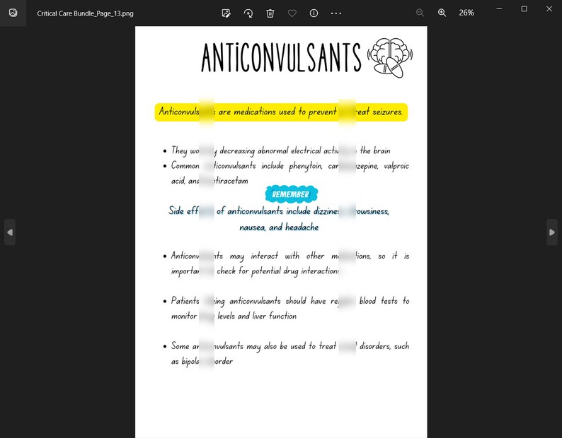 NCLEX Anticonvulsants - Handwritten Study Sheet - What You Must Know ...