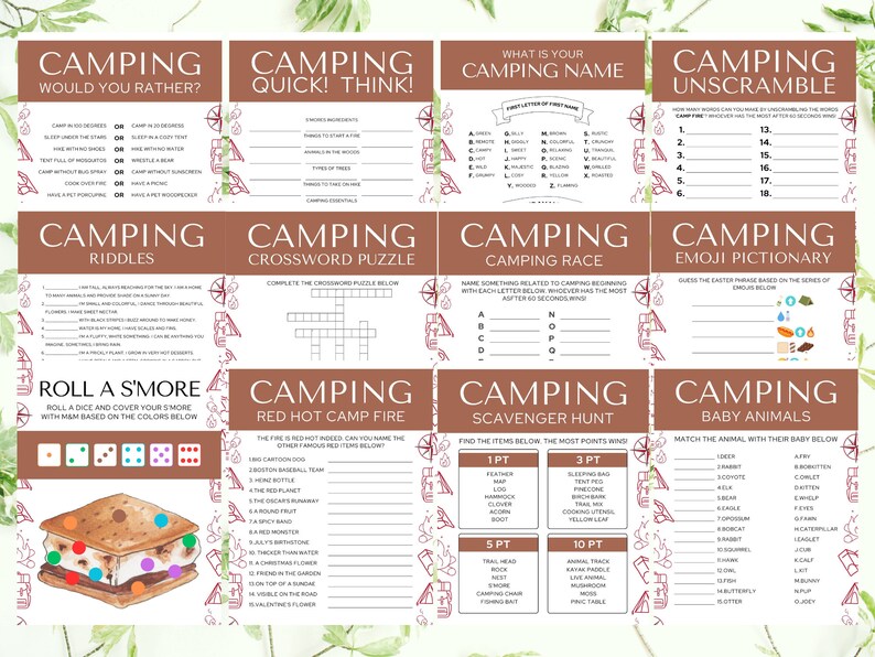 Printable Camping Games Bundle for Kids & Adults ⎮ Family Campfire ...