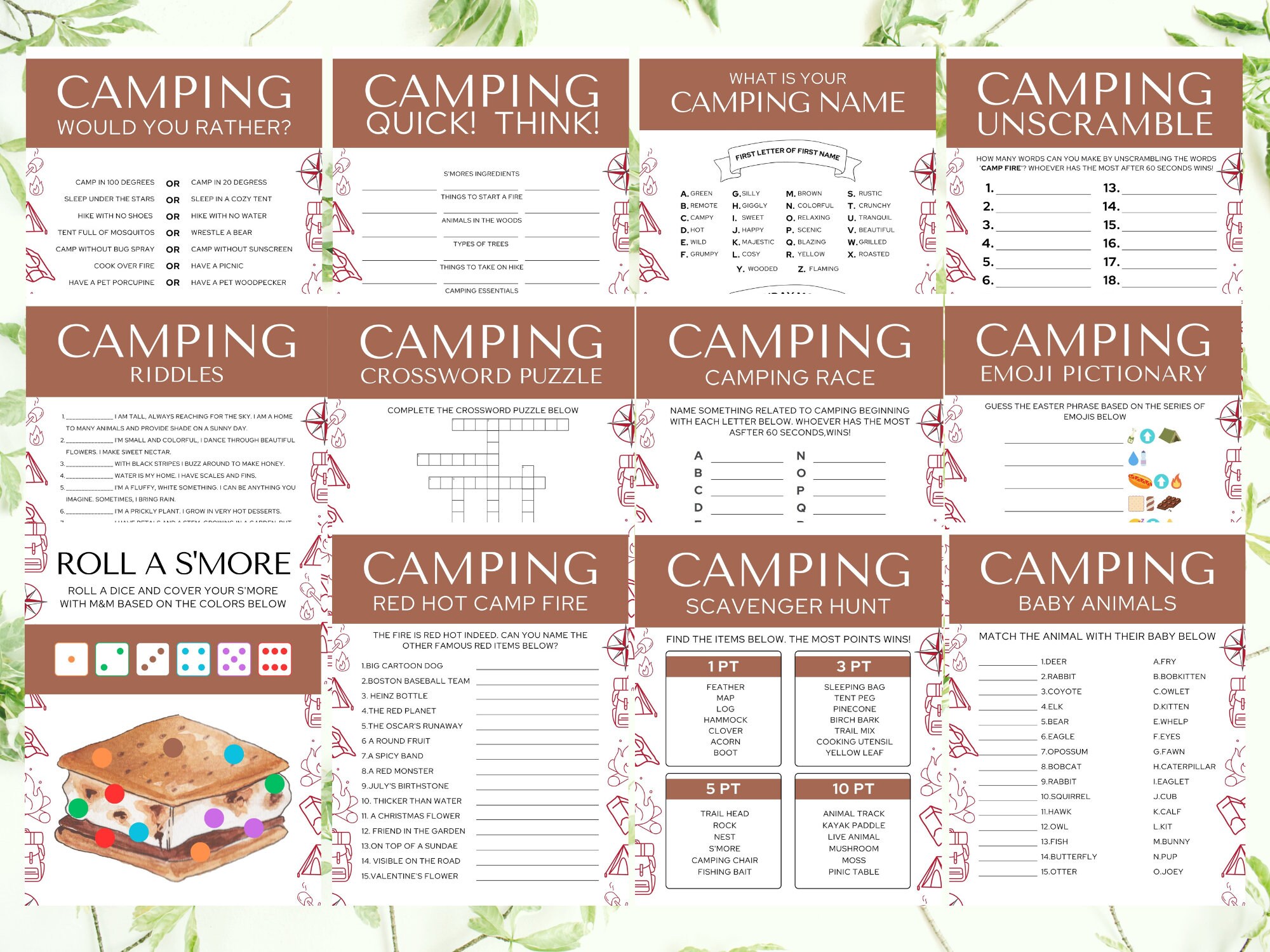 Printable Camping Games Bundle for Kids & Adults ⎮ Family Campfire ...