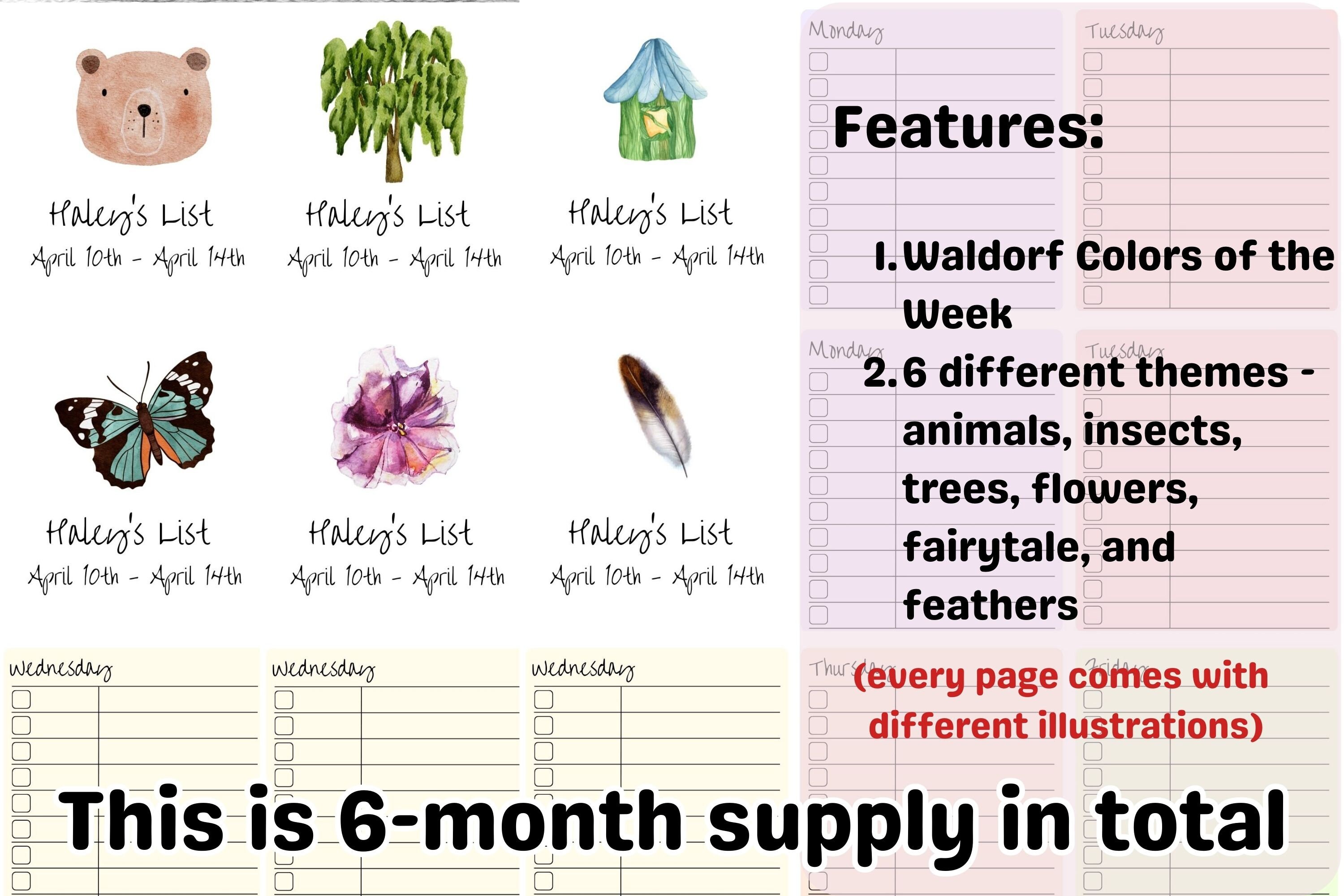 Printable Weekly Planner⎮weekly Checklist⎮waldorf Colors of the Week ...