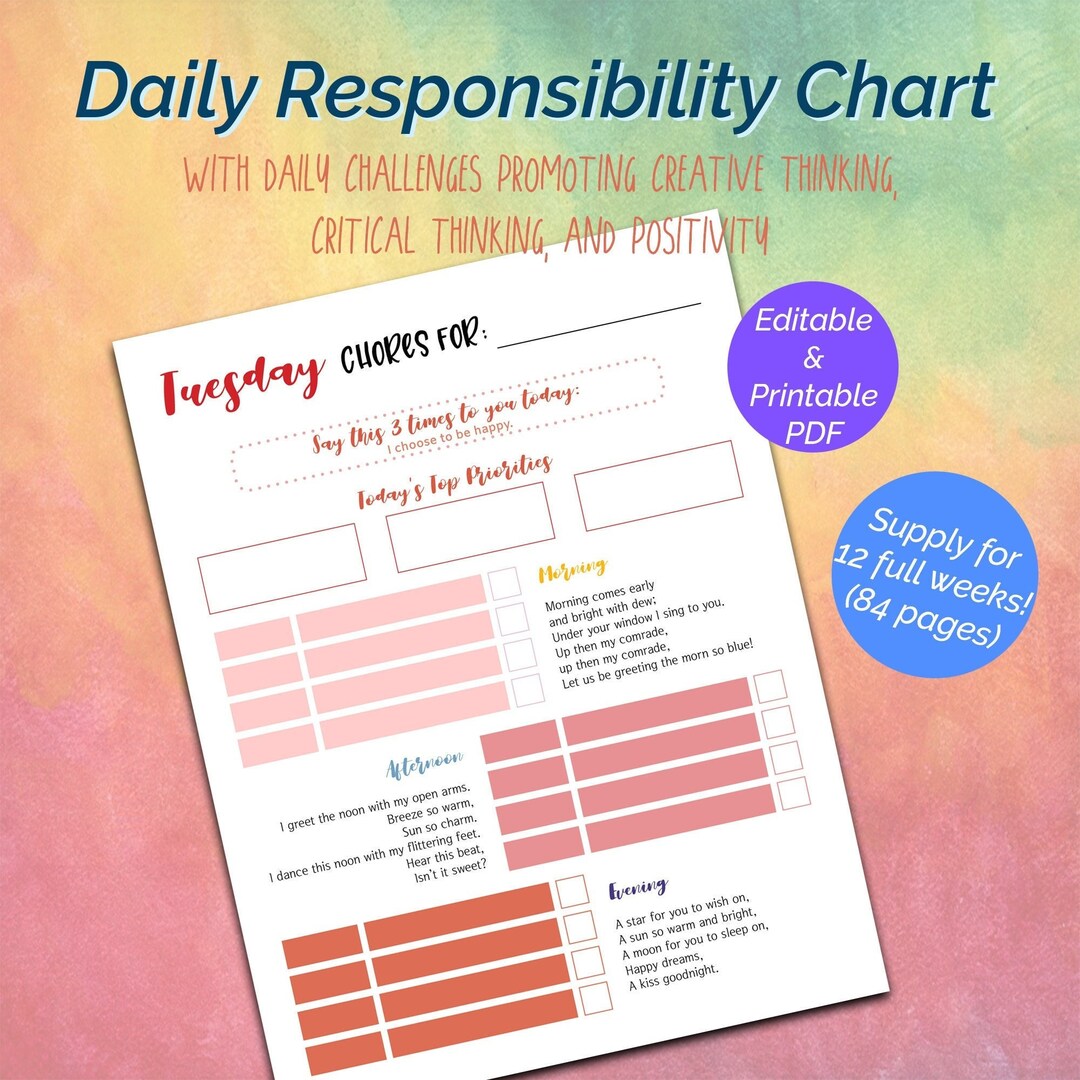 Waldorf Kid’s Daily Planner Printable ⎮ Chores Checklist, Goals & Tasks ...