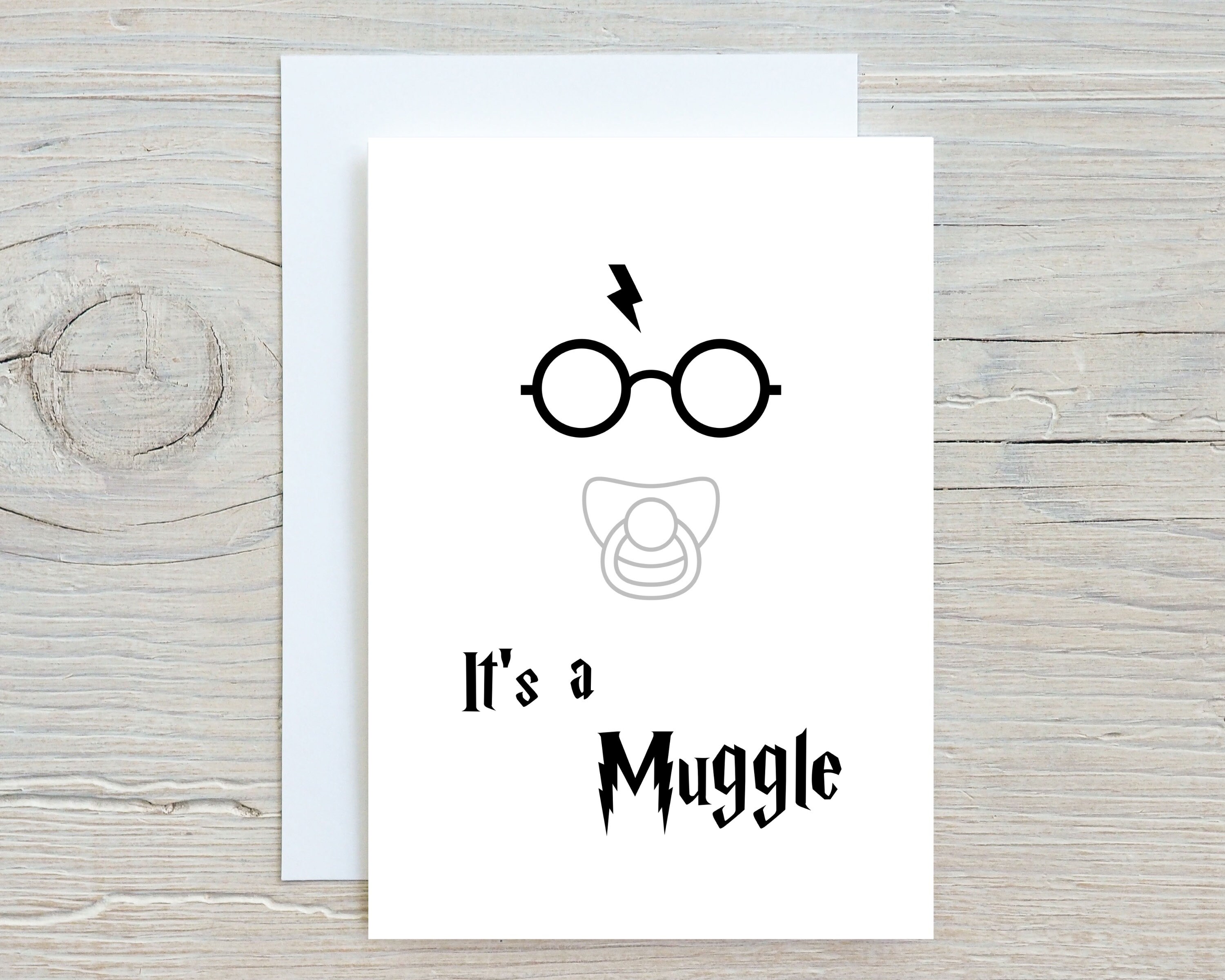 Its a Muggle Card Unisex. Black, Grey or Yellow. New Baby. Baby Boy ...