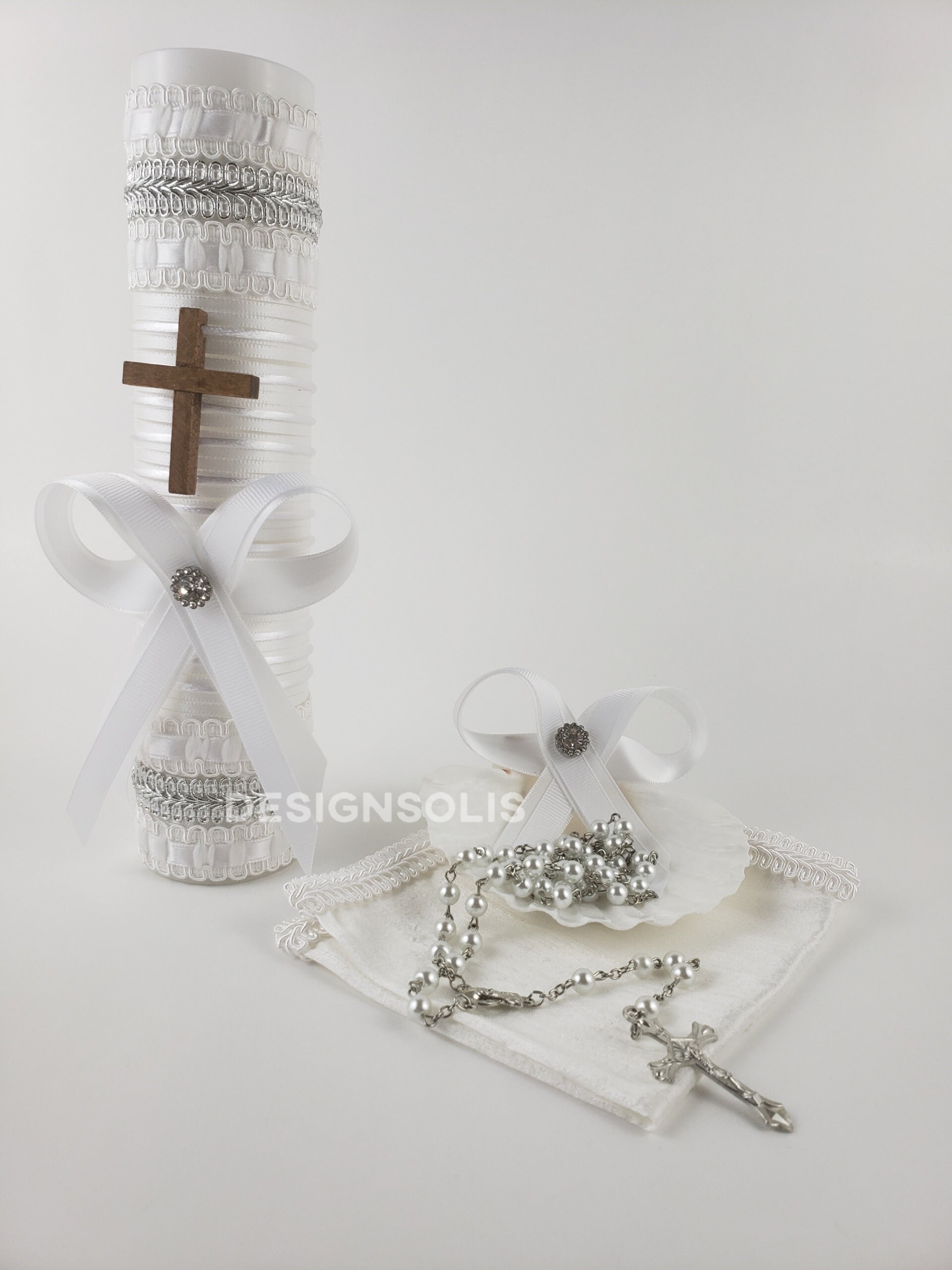 Elegant 4 Piece Baptism Candle Set/ Handmade/set Catholic/ceremony ...