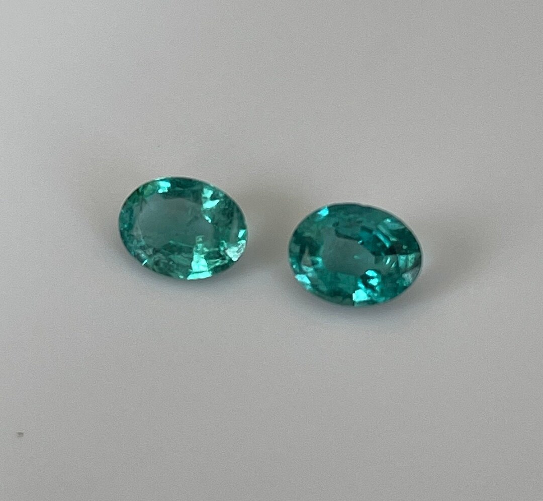 Certified Genuine Pair Blue Green Emerald 2.10tcw Oval Natural Loose ...