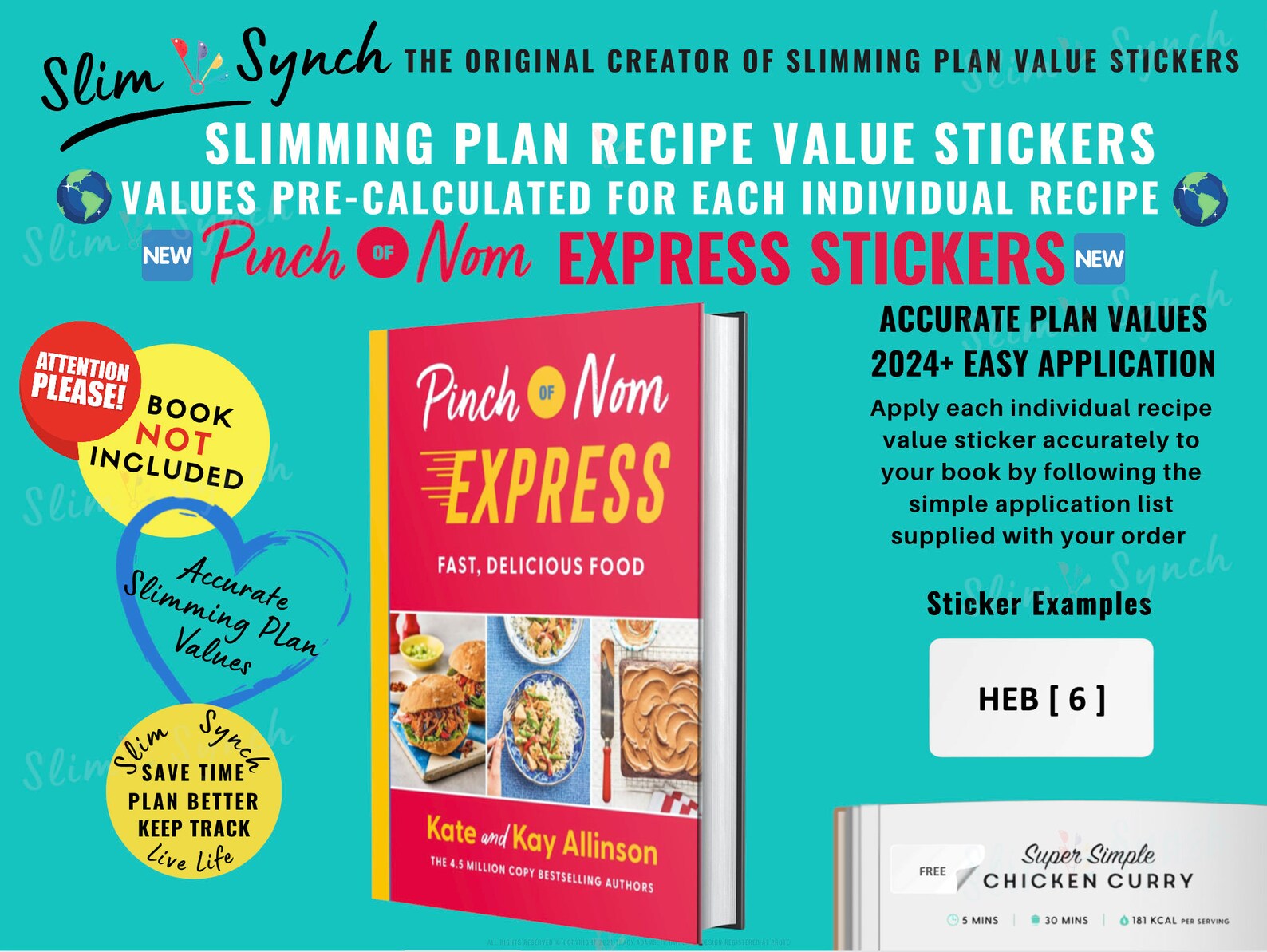 Pinch of Nom STICKERS for EXPRESS Individual 2024 Recipe Values for ...