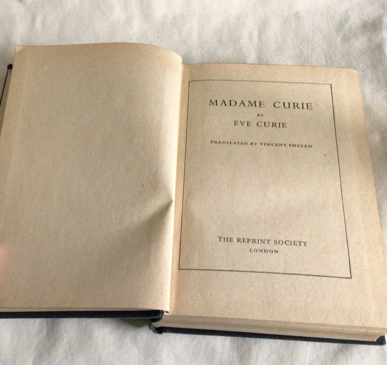 Old Book: Madame Curie, Biography by Her Daughter, 1942 Edition - Etsy
