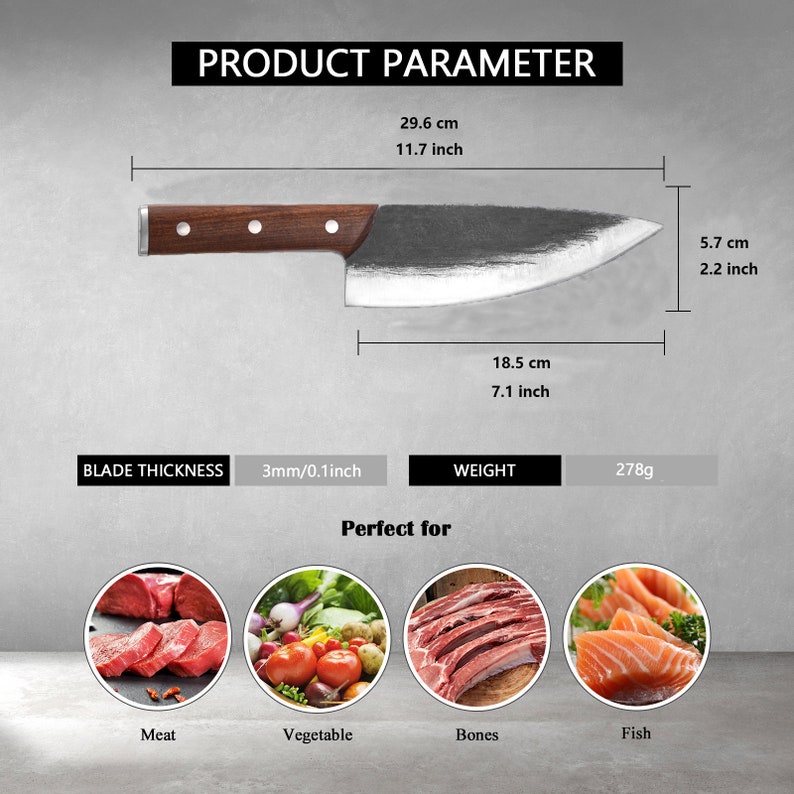 Kitchen Heavy Duty Japanese Hand Forged Cleaver Knife for Chef Slicing ...